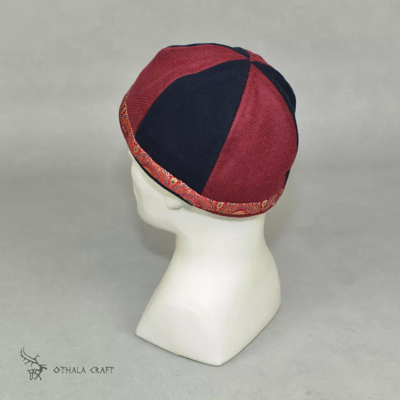 Viking Woolen hat with ancient SILK, Slavic hat, Medieval, Larp ...
